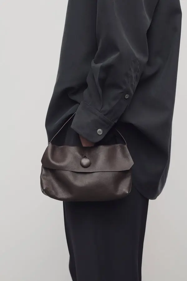 The Row Sally Leather Bag - Dark Brown | Editorialist